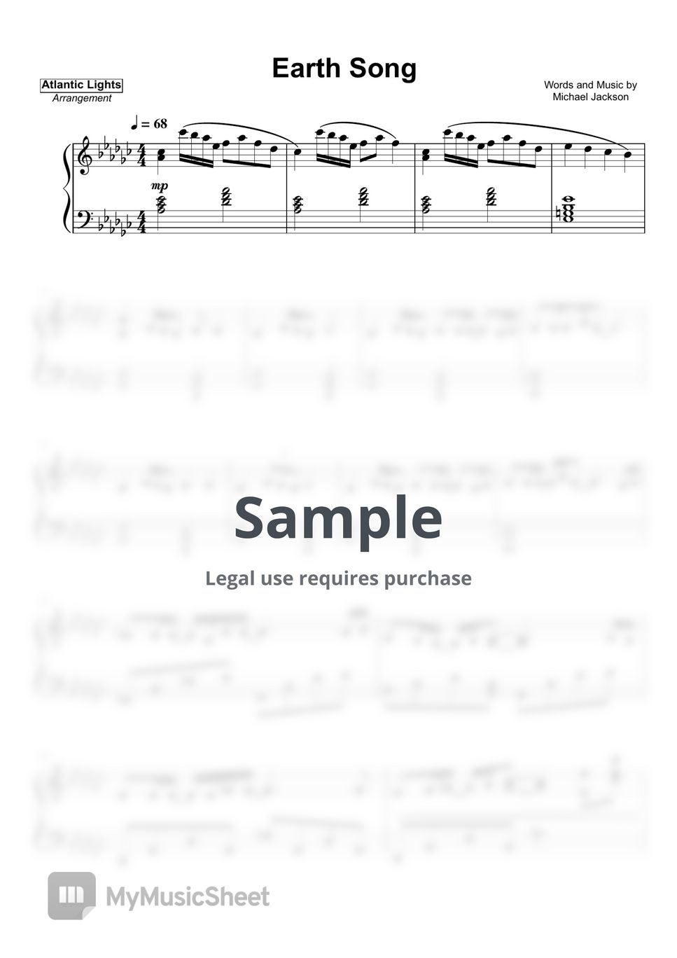 Michael Jackson - Earth Song 악보 by Atlantic Lights