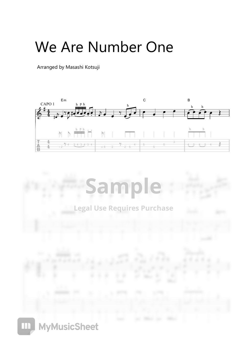 Robbie Rotten - We Are Number One (難易度 〇) 악보 by Masashi Kotsuji