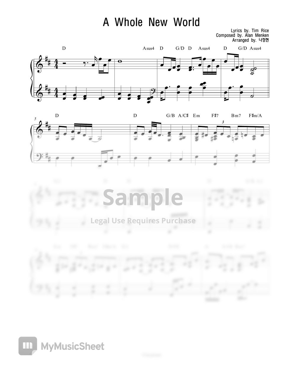 Aladdin ost - A Whole New World Sheets by NA_PIANO