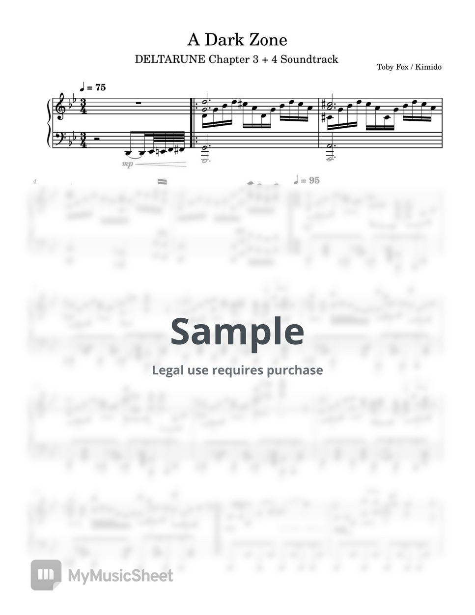 DELTARUNE - A Dark Zone Sheet Music by Kimido