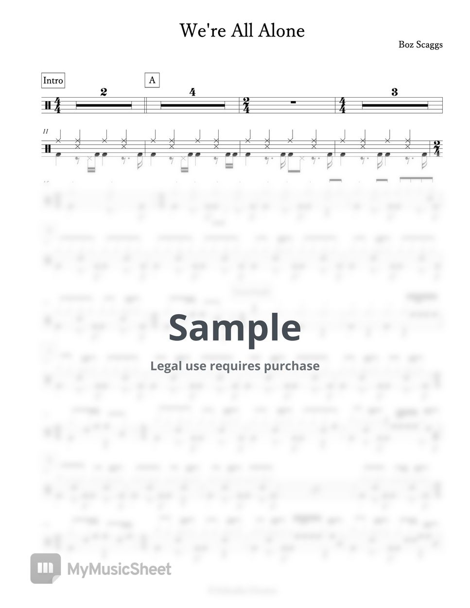 Boz Scaggs - We're All Alone 曲谱 by Arkadia Drums