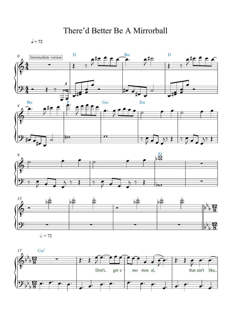 Arctic Monkeys - There’d Better Be A Mirrorball (With chords and lyrics) Sheet Music by Rita B