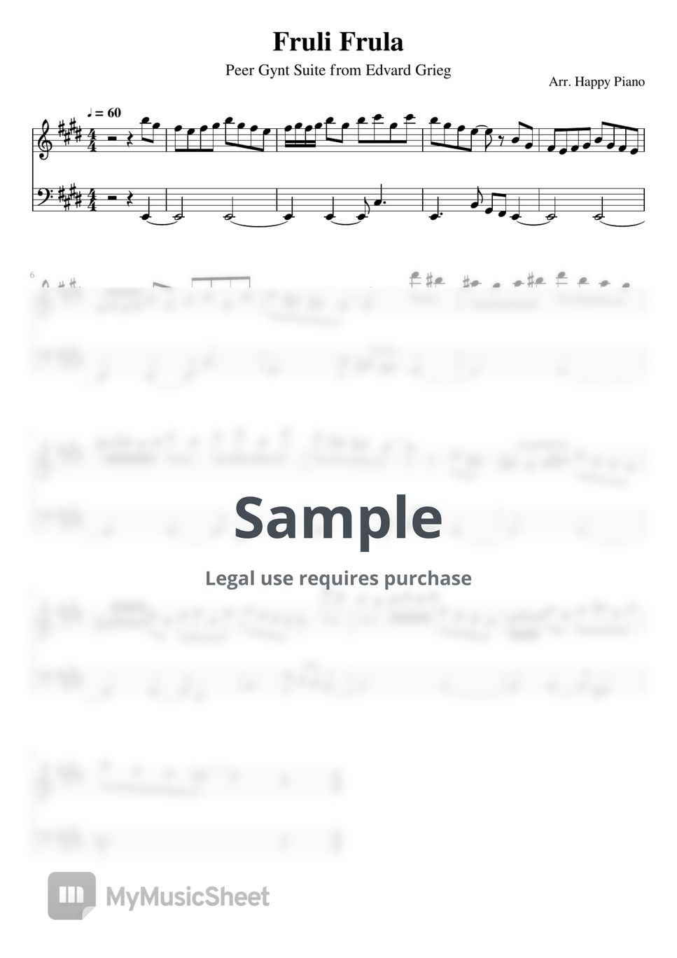 Peer Gynt Suite from Edvard Grieg - Fruli Frula 악보 by Happy Piano