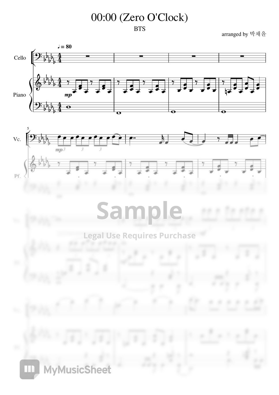 BTS - 00:00 (Zero O'Clock) Sheet Music by Artists'Card