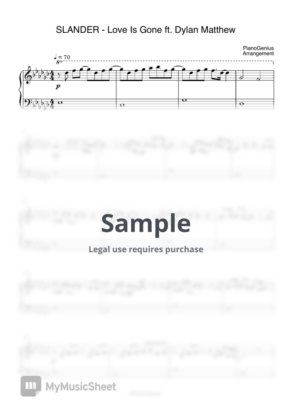 SLANDER ft. Dylan Matthew - Love Is Gone (EASY) Sheets by PianoGenius