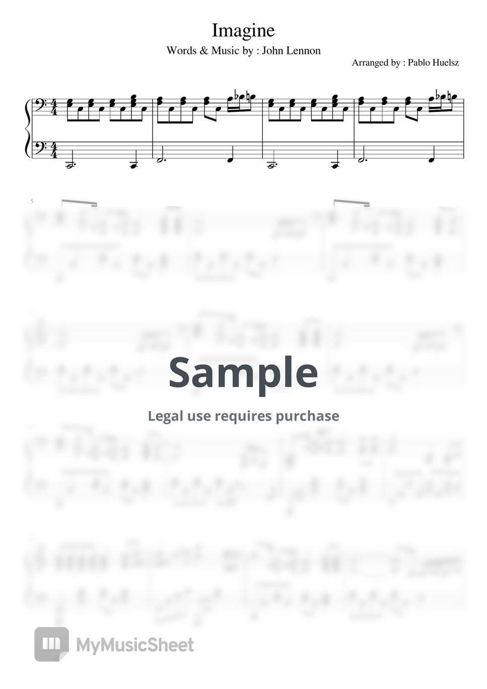 John Lennon - Imagine (Piano) 악보 by Pablo Huelsz