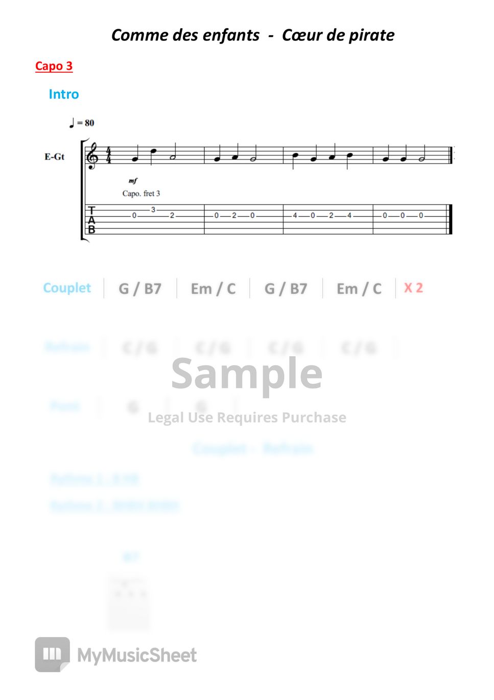 Coeur de Pirates - Comme des enfants Sheets by Accords et rythme pour ...