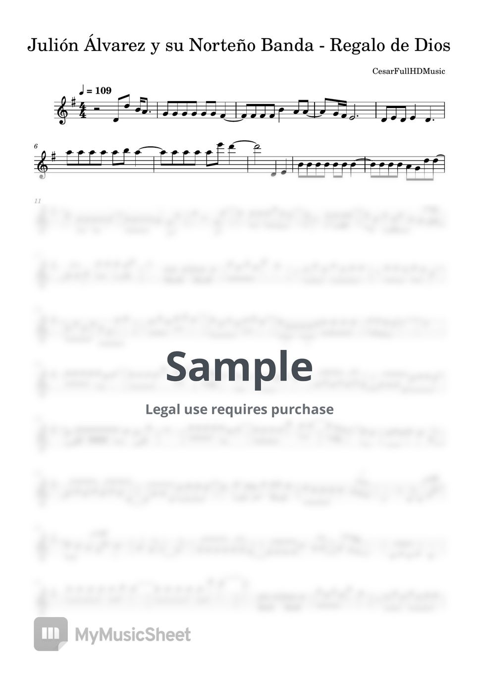 Julión Álvarez y su Norteño Banda - Regalo de Dios Sheet Music