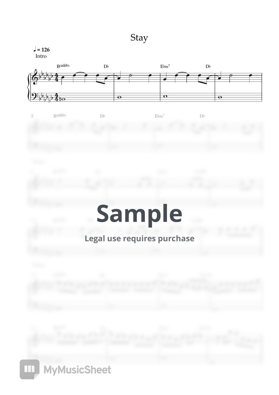 BTS - Stay (EASY PIANO SHEET) Sheets by Pianella Piano