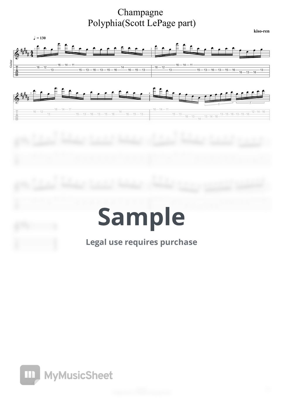 Polyphia - Champagne - Polyphia Scott LePage Part TAB 2:14~2:29 (TAB ...