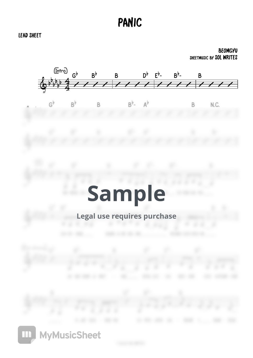 BEOMGYU - Panic (ENG Lead Sheet - Chords & Lyrics Rom.) Sheets by Sol ...