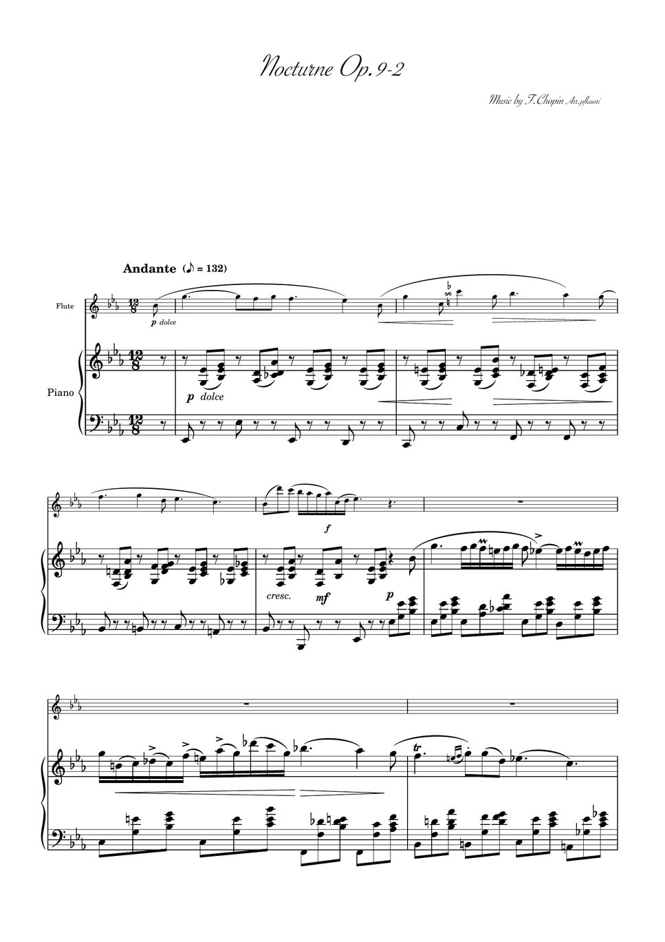 chopin - Nocturne op.9-2 (1ver・Flute & Piano) 악보 by pfkaori