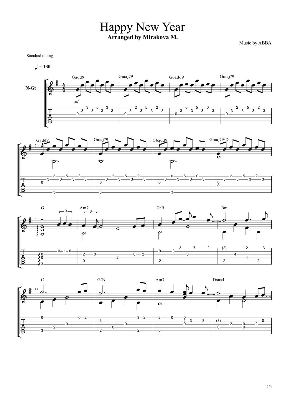 ABBA - Happy New Year Tab + 1staff by Marina Mirakova