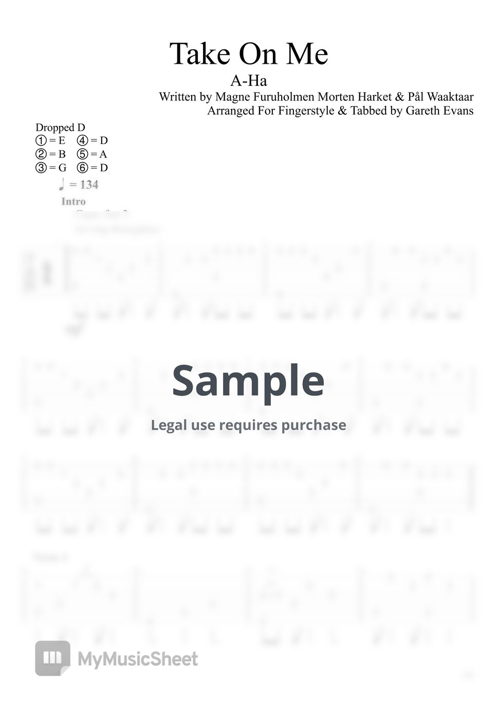 a-ha - Take On Me (Fingerstyle) Sheet Music by Gareth Evans