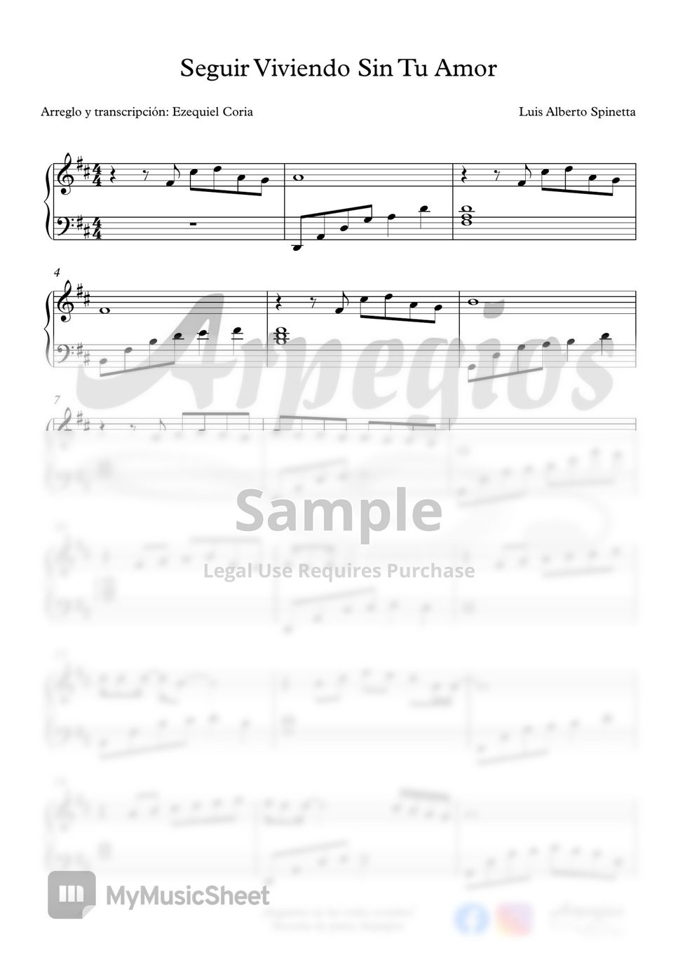 Luis Alberto Spinetta - Seguir Viviendo Sin Tu Amor Partitura by ...