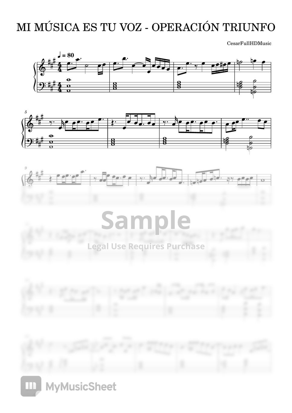 OPERACIÓN TRIUNFO - MI MÚSICA ES TU VOZ Sheet Music