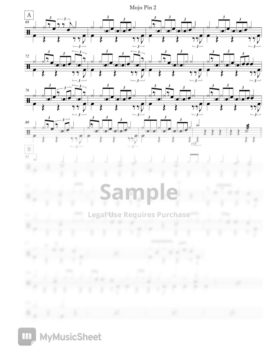 Jeff Buckley - Mojo Pin Sheet Music by Arkadia Drums