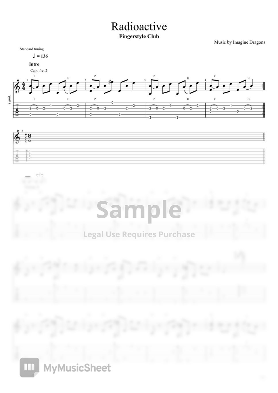 Imagine Dragons - Radioactive Sheet Music by Fingerstyle Club