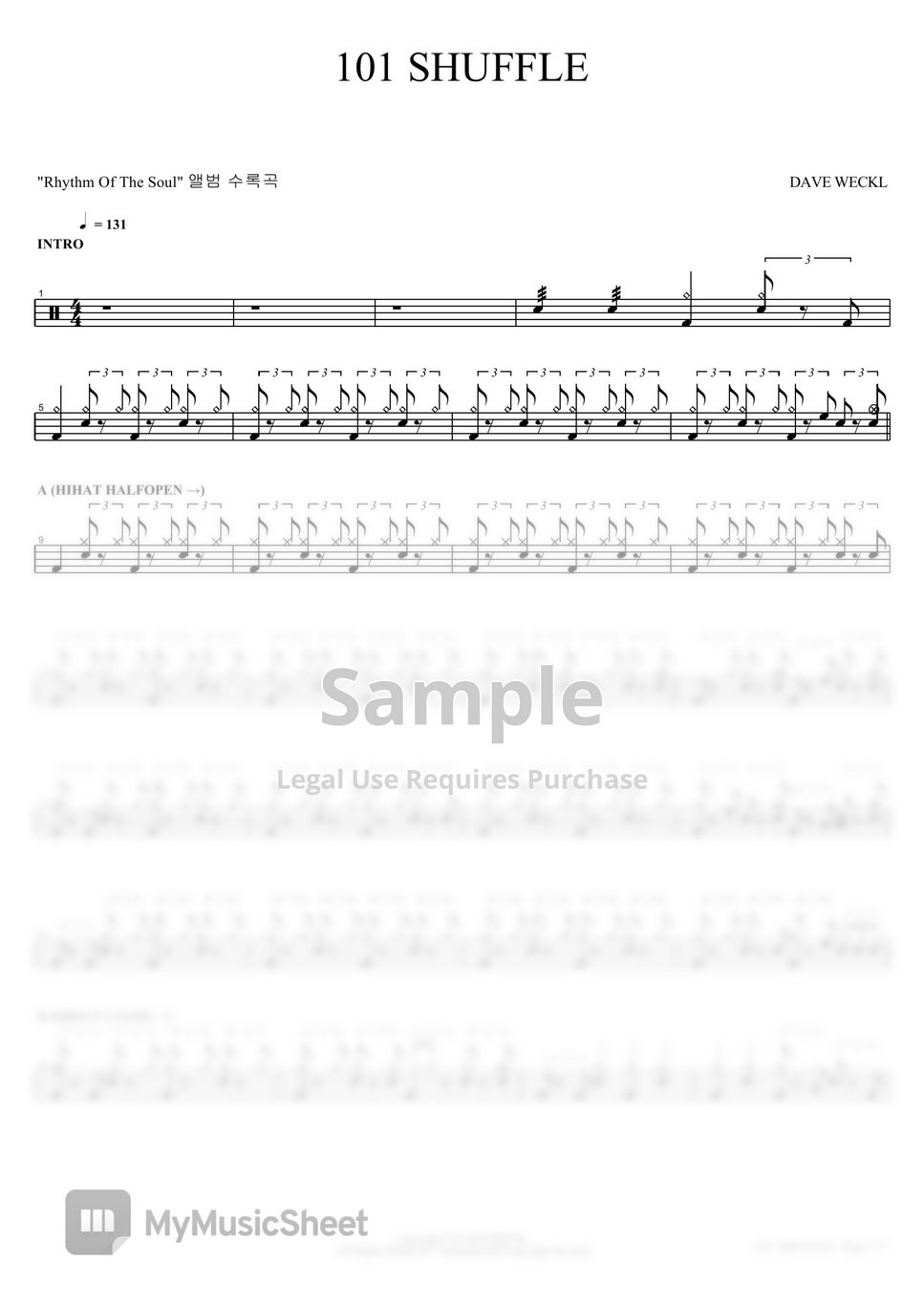 dave weckl - 101 shuffle 악보 by COPYDRUM