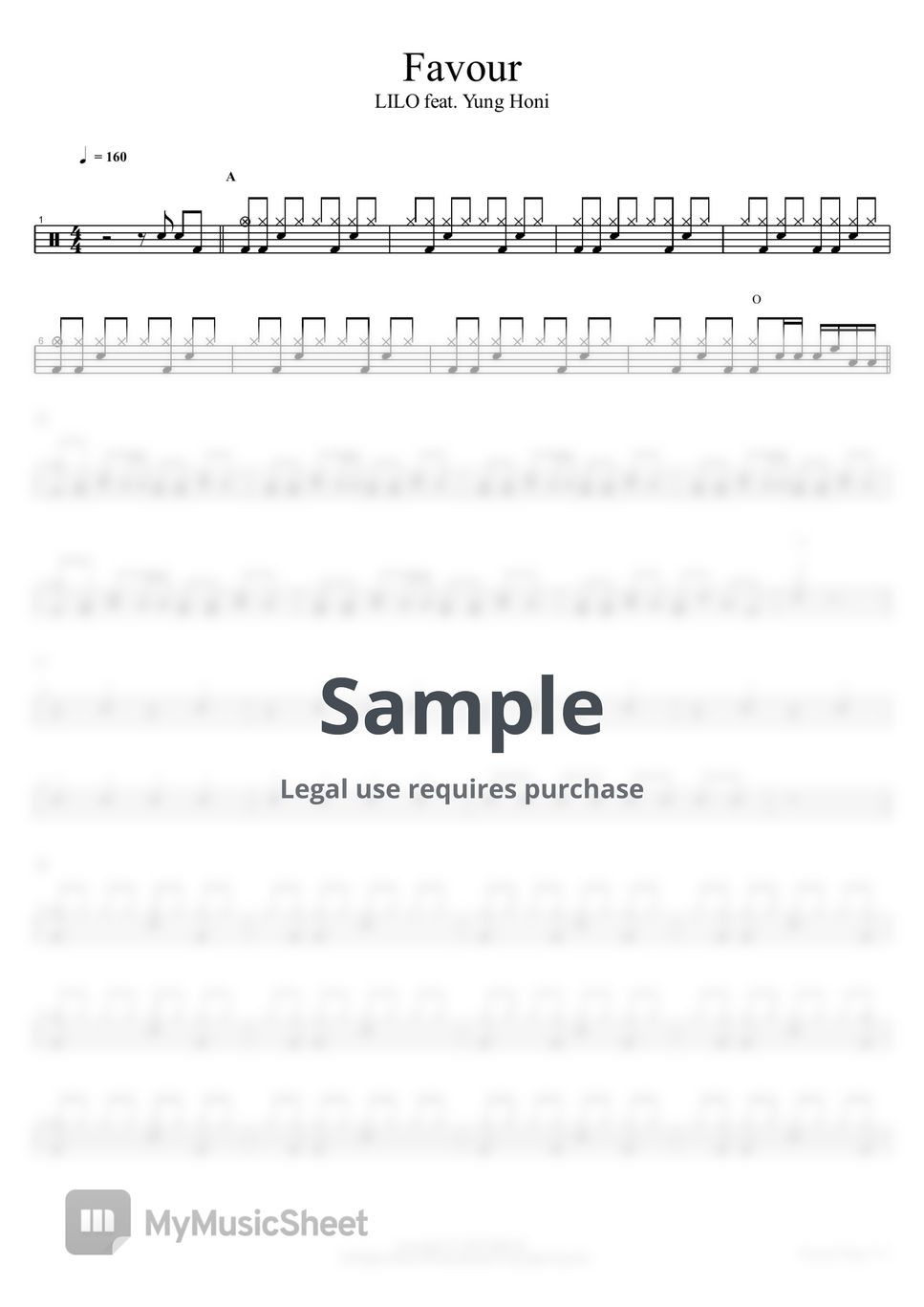 LILO feat. Yung Honi - Favour Sheet Music by COPYDRUM