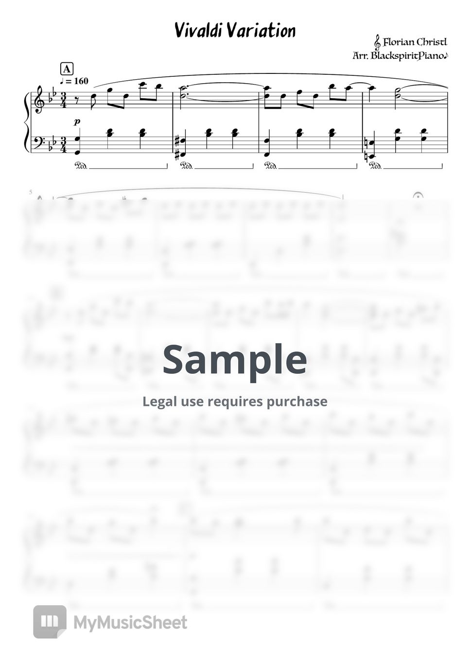 Florian Christl - Vivaldi Variation Sheet Music by BlackspiritPiano