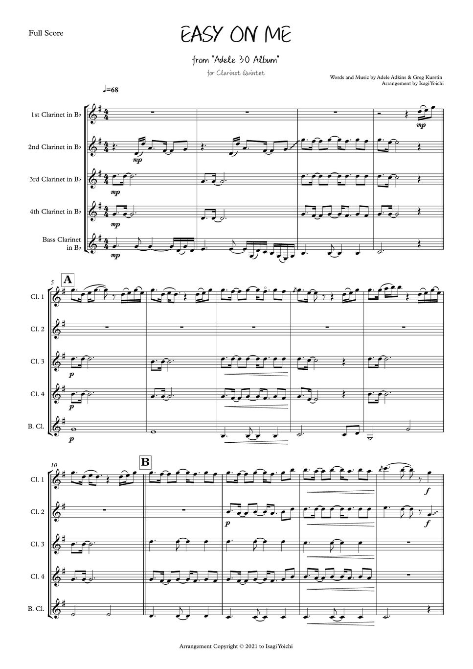 Adele - Easy On Me Sheets by Isaga Yoichi