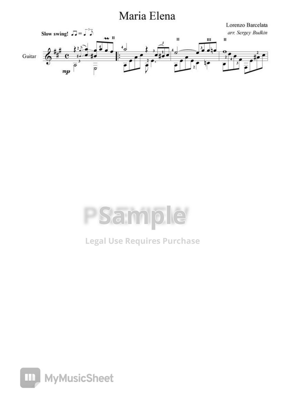 Lorenzo Barcelata - Maria Elena Sheet Music by Buddy_King