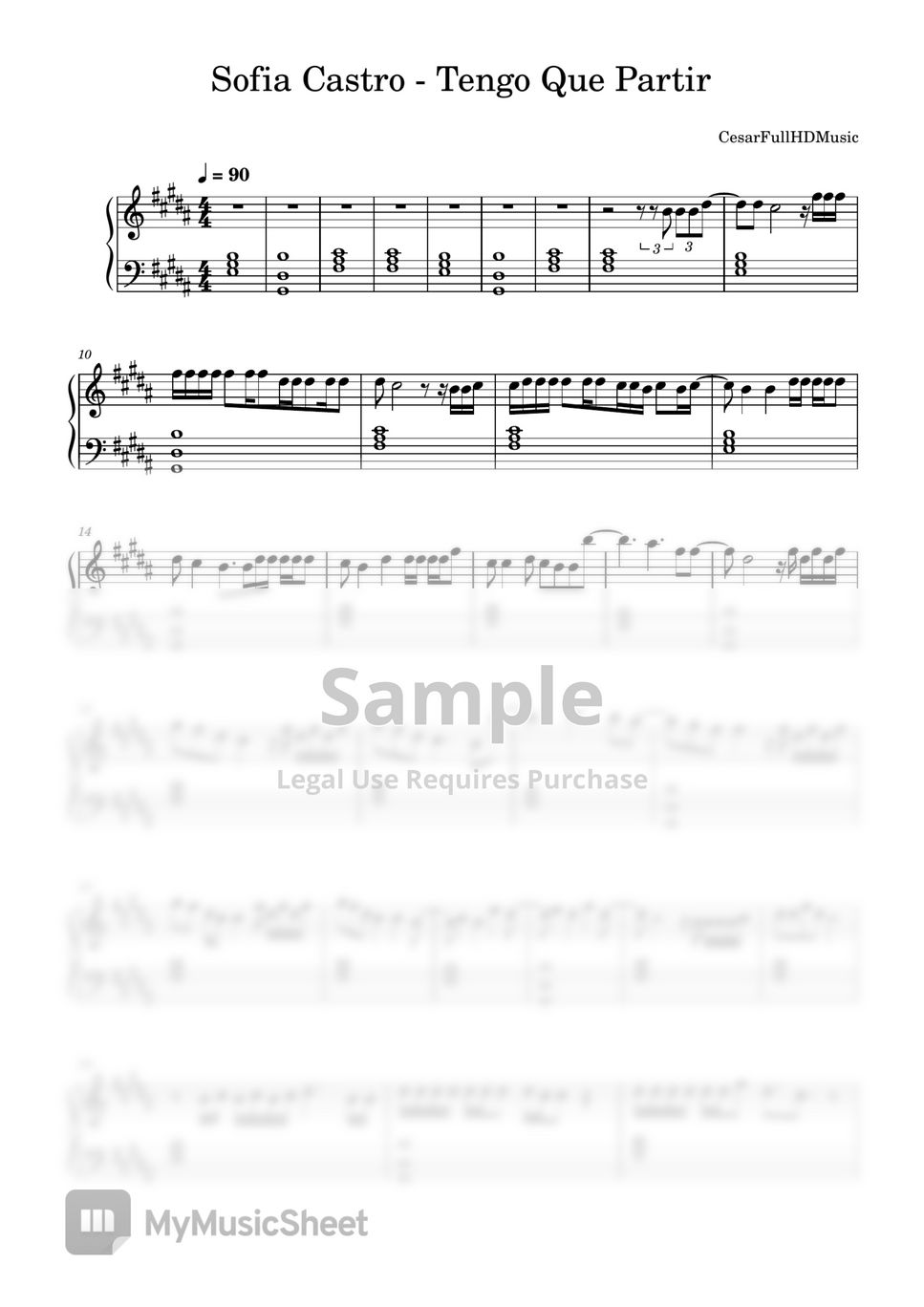 Sofia Castro - Tengo Que Partir Sheets