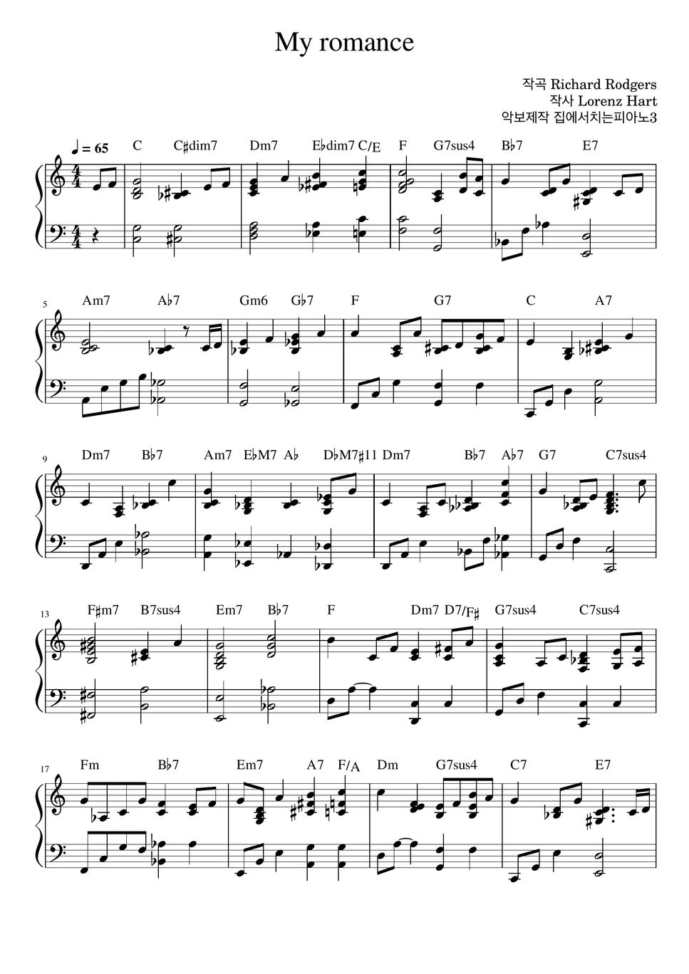 Richard Rodgers - My Romance(Reharmonization ver.) Sheet by House.Play ...