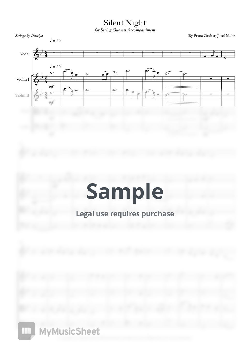 Franz Gruber, Josef Mohr - Silent Night (String quartet accompaniment ...