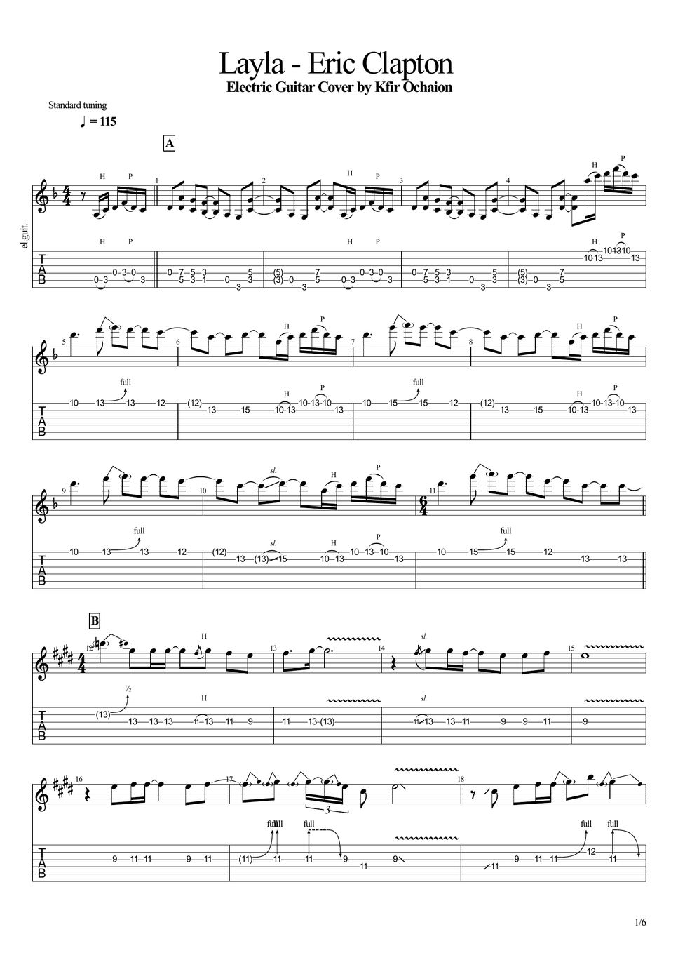 Derek and the Dominos - Layla TAB by Kfir Ochaion