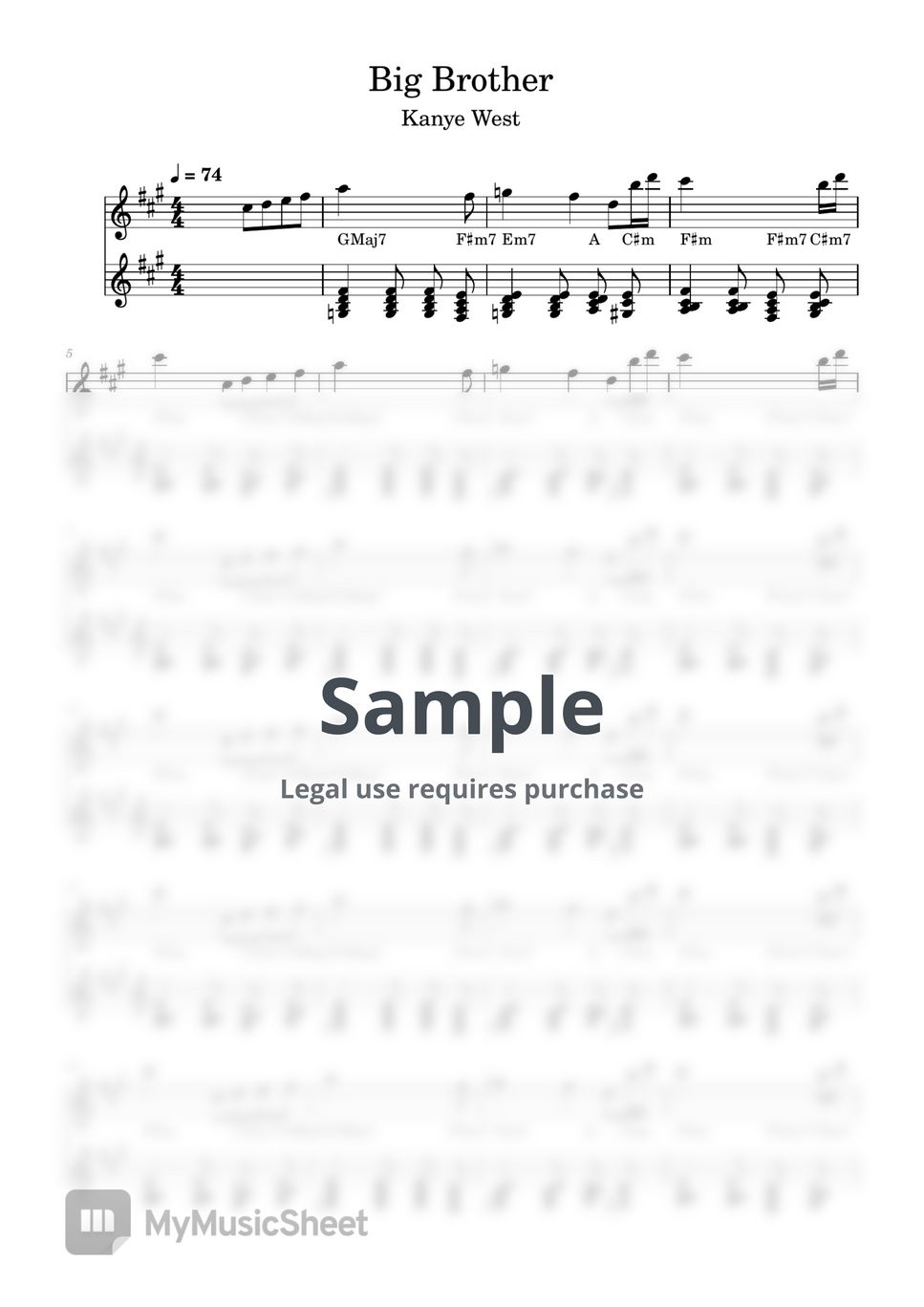 Kanye West - Big Brother Sheet Music by Will Adagio