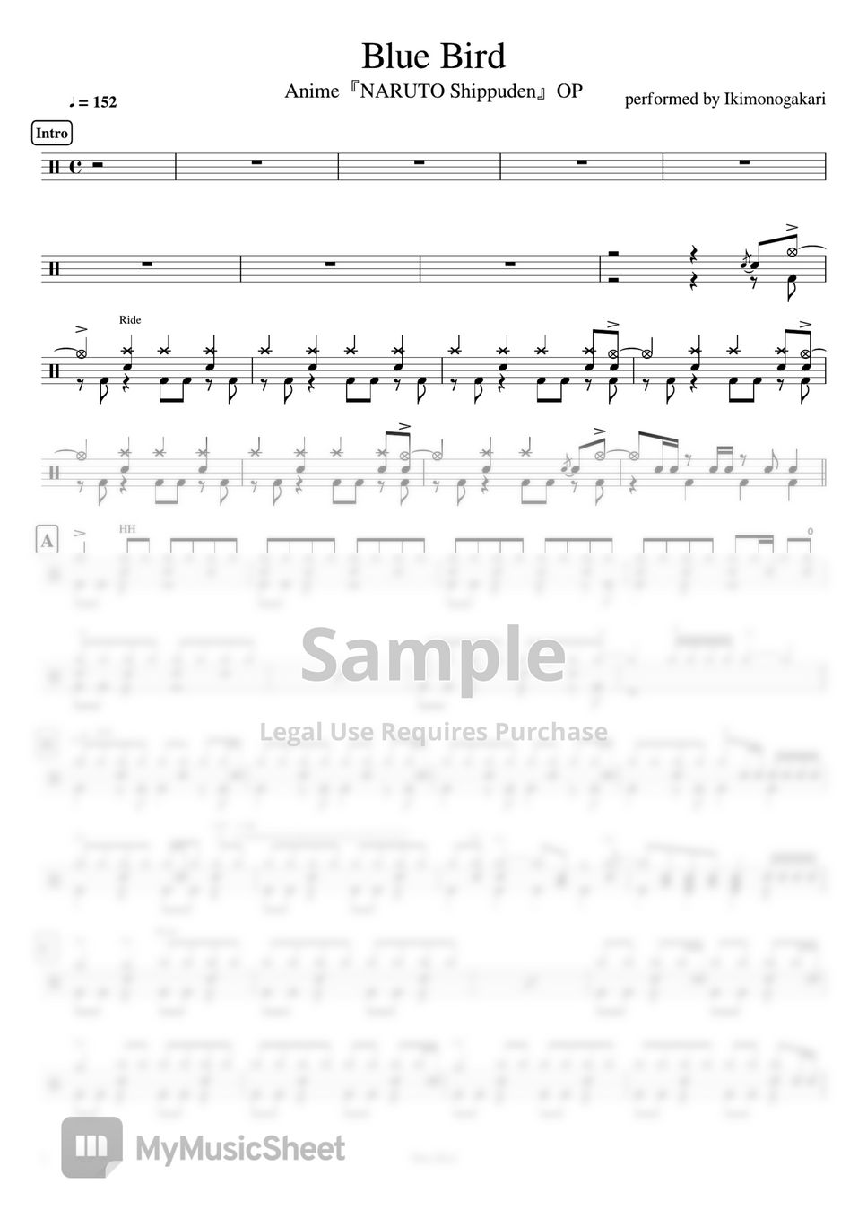 Ikimonogakari - Blue Bird (Anime『NARUTO Shippuden』OP) Partitura by ...