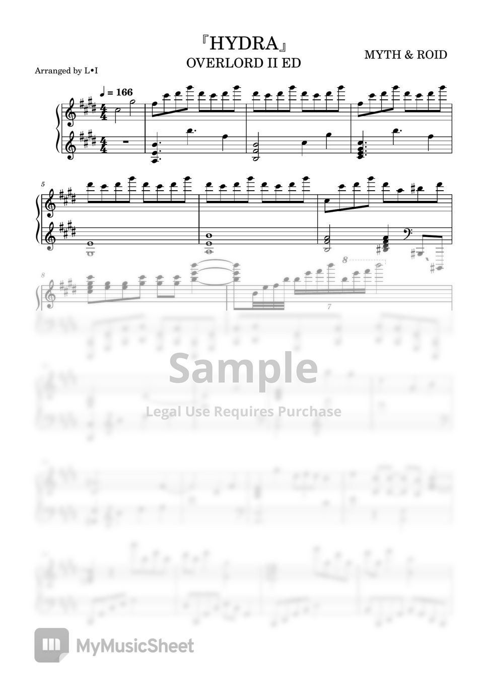 MYTH & ROID - 『HYDRA』 Sheet Music by L•I