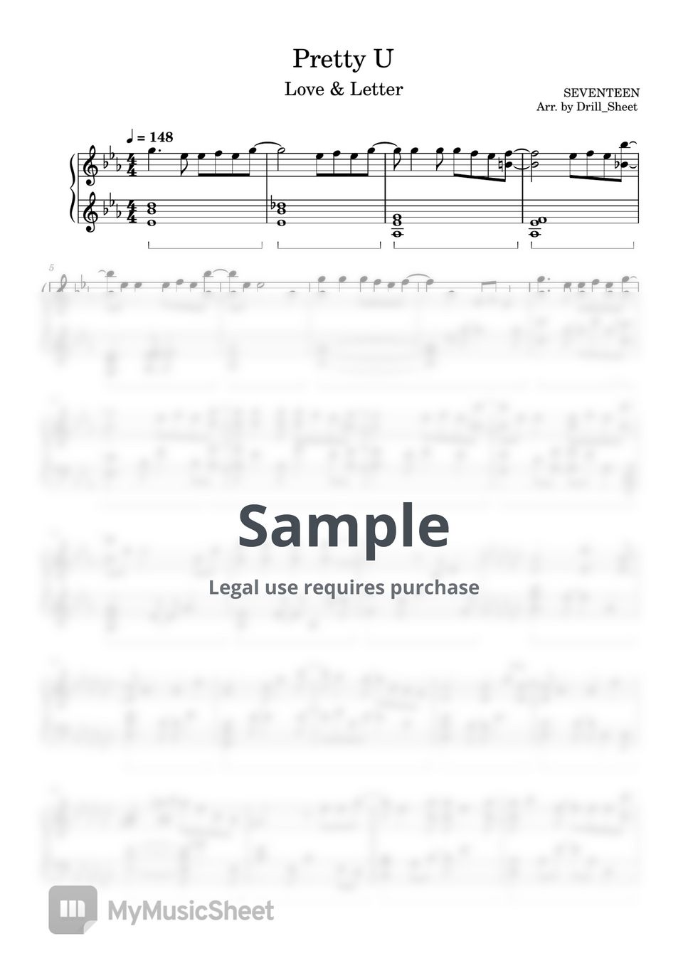 SEVENTEEN - Pretty U (Piano) Sheets by Drill_Sheet