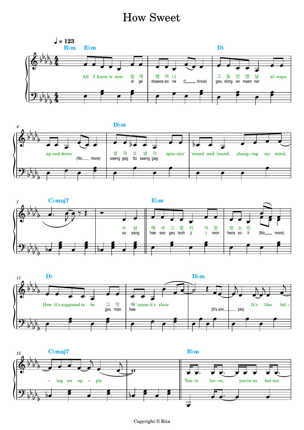 NewJeans - How Sweet (romanized) Sheet Music by Rita B