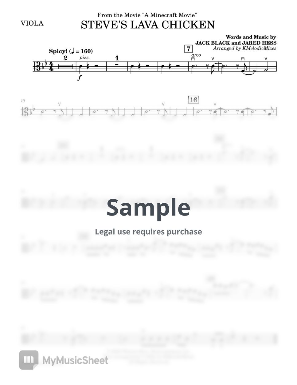 Jack Black and Jared Hess - Steve's Lava Chicken (Str. Quartet) - Viola ...