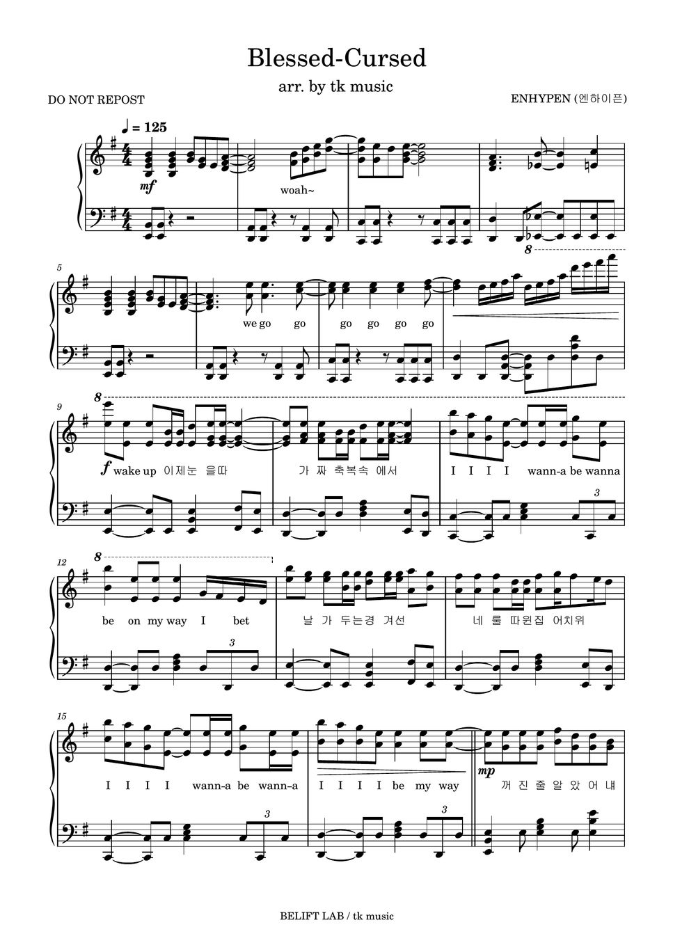 ENHYPEN (엔하이픈) - Blessed-Cursed 樂譜 by tk music