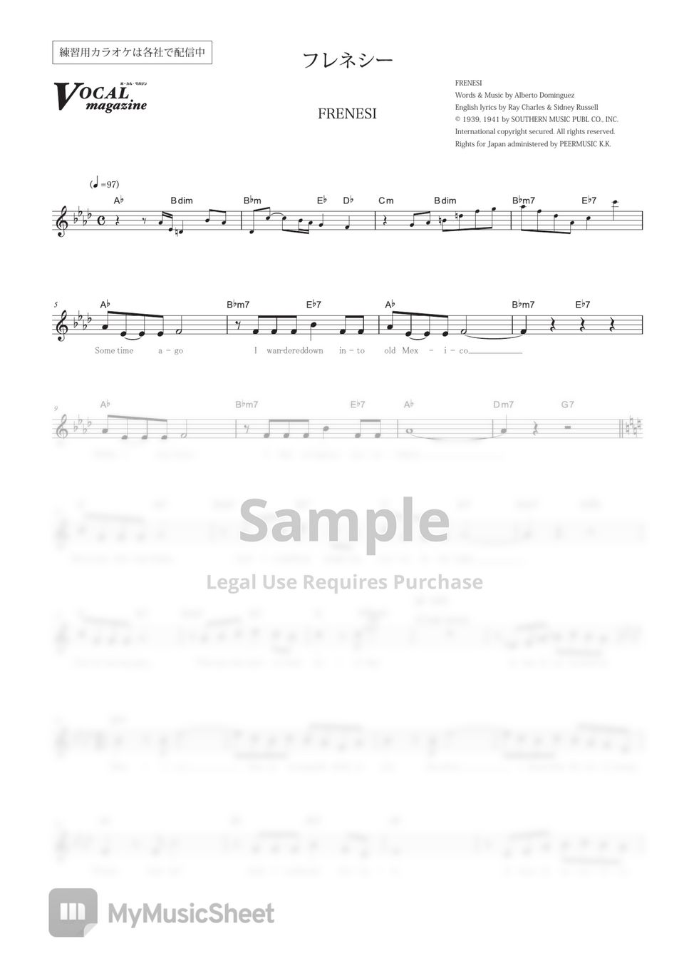 LINDA RONSTADT - FRENESI (VOCAL MAGAZINE) Sheet Music by Far East ...