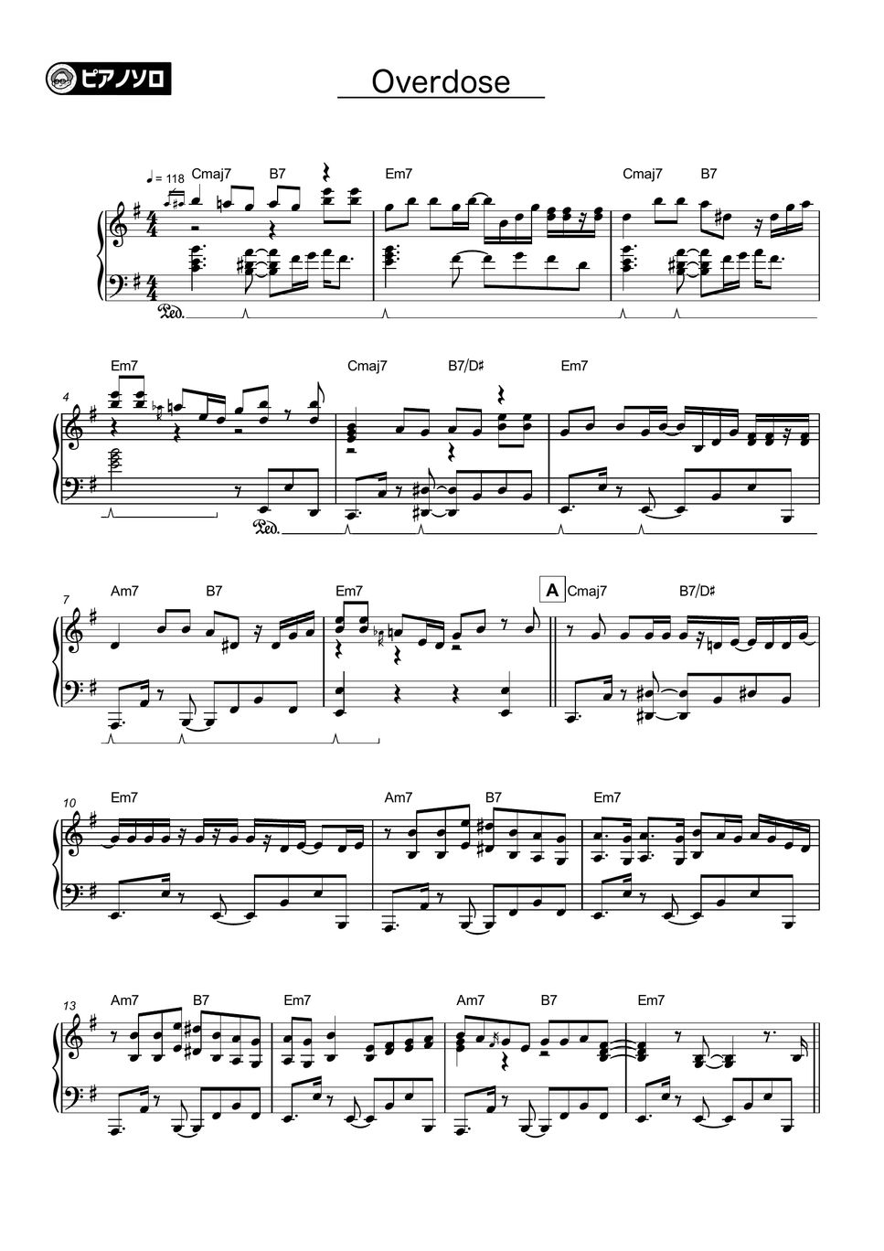 Natori - Overdose Sheet by THETA PIANO