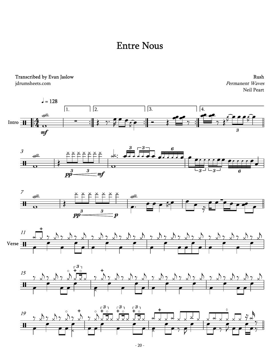 Rush - Entre Nous Sheets by Evan Jaslow