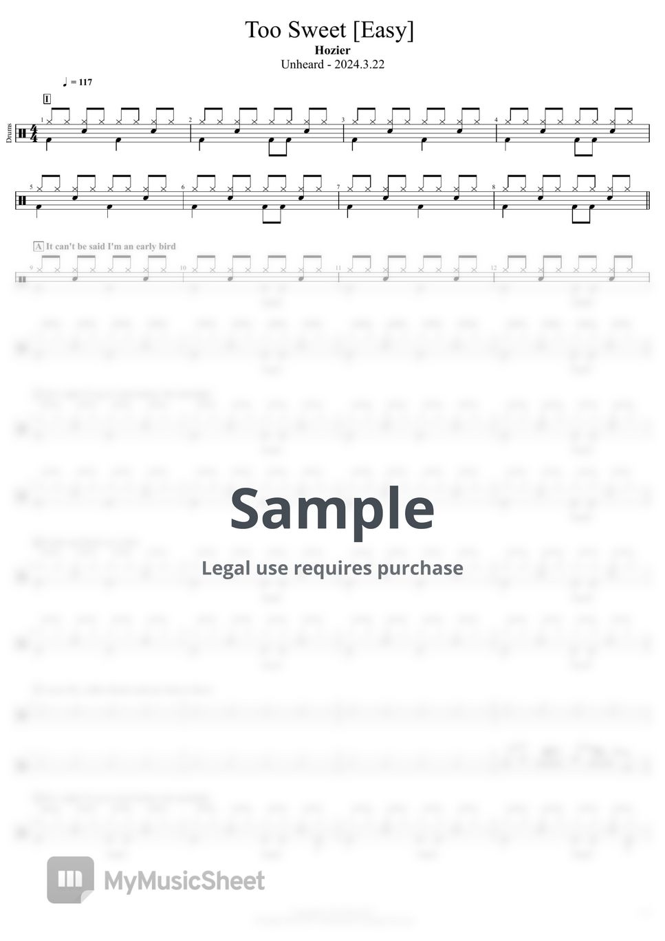 Hozier - Too Sweet (쉬운 편곡) Sheets by JND