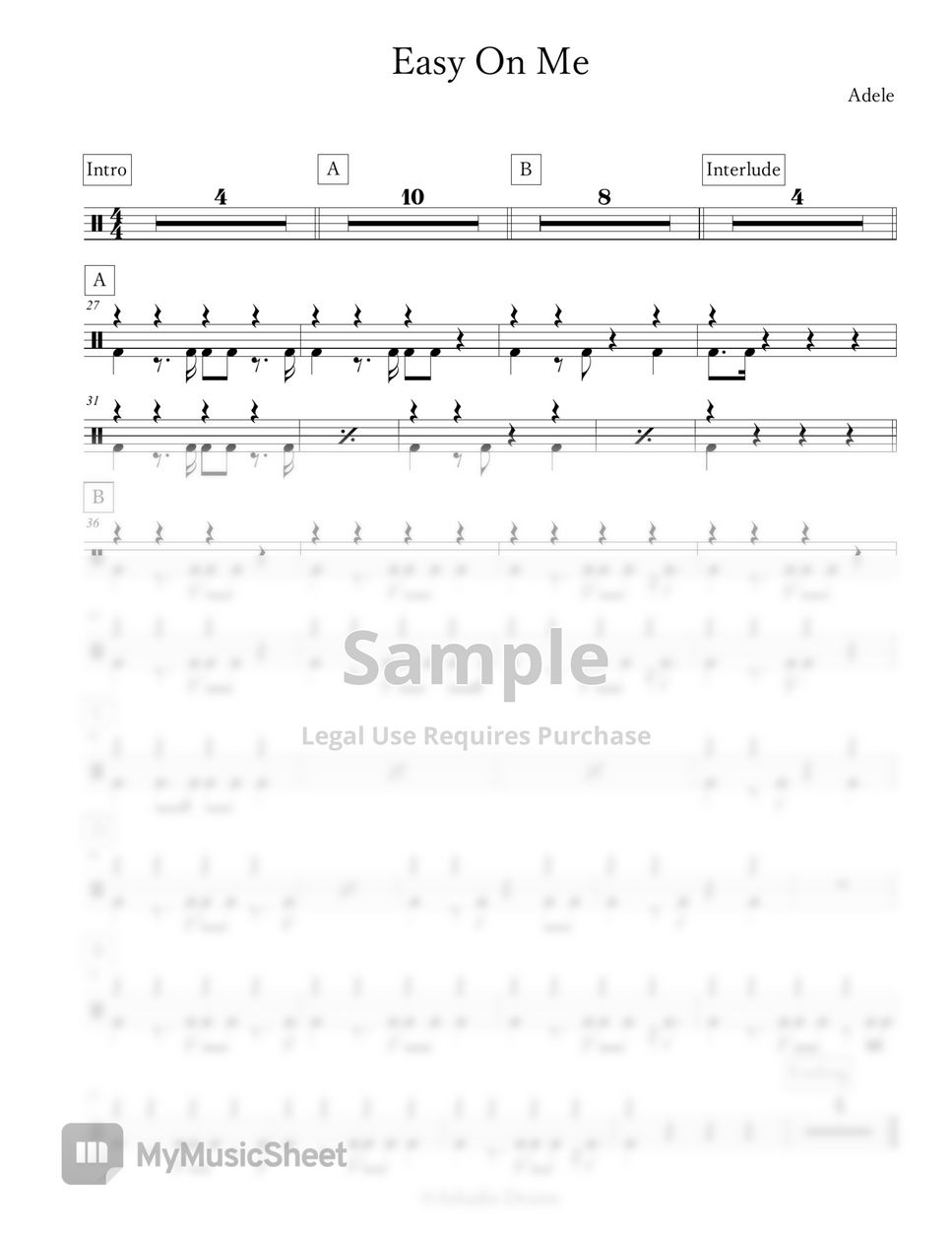 Adele - Easy On Me 악보 by Arkadia Drums