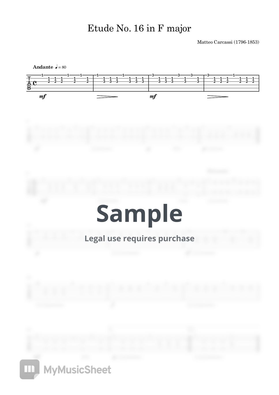Matteo Carcassi - Etude No. 16 Sheets by Juan Carlos Felix