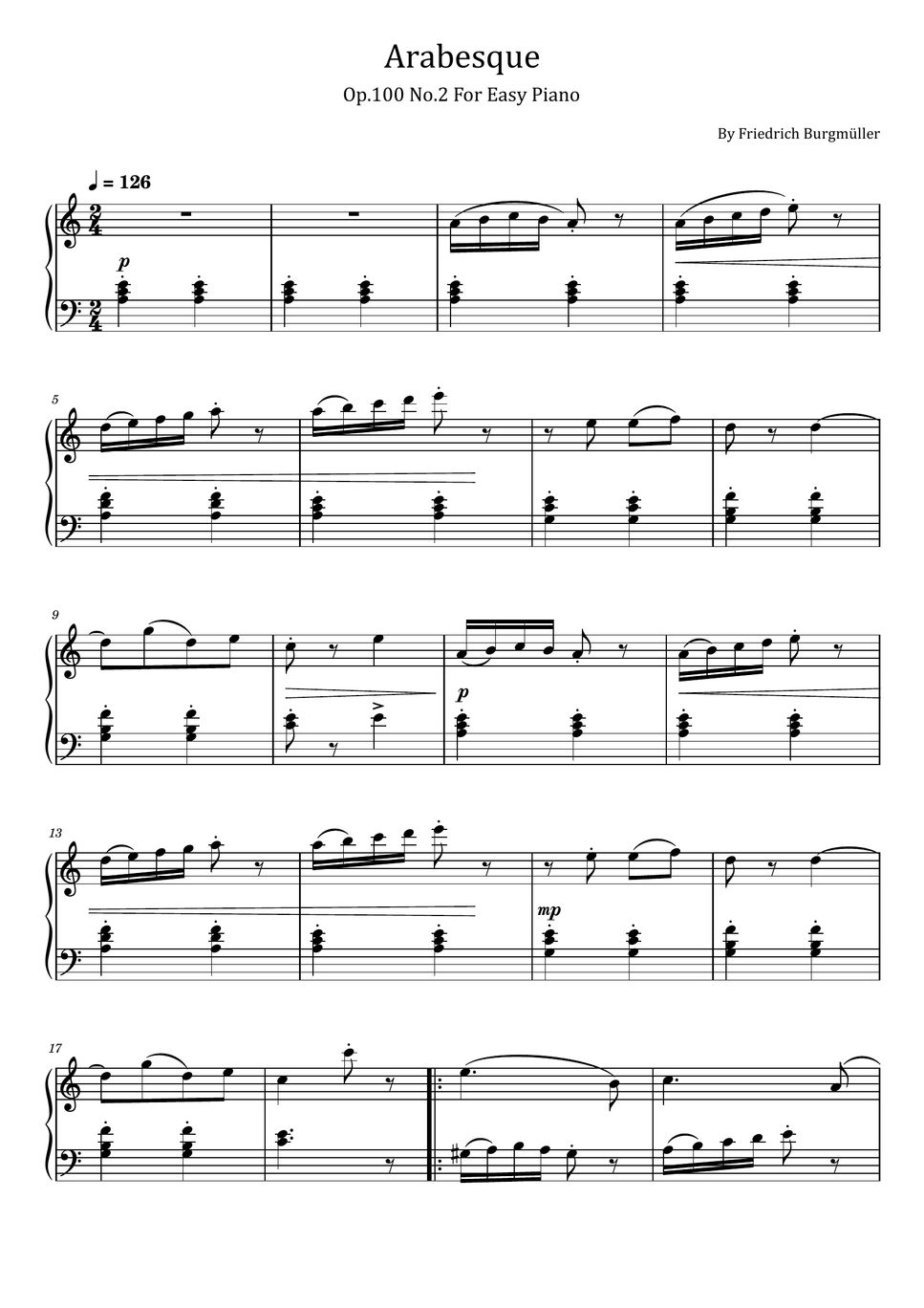 Friedrich Burgmüller - Arabesque (Op. 100 No.2 - For Easy Piano) Sheets by poon