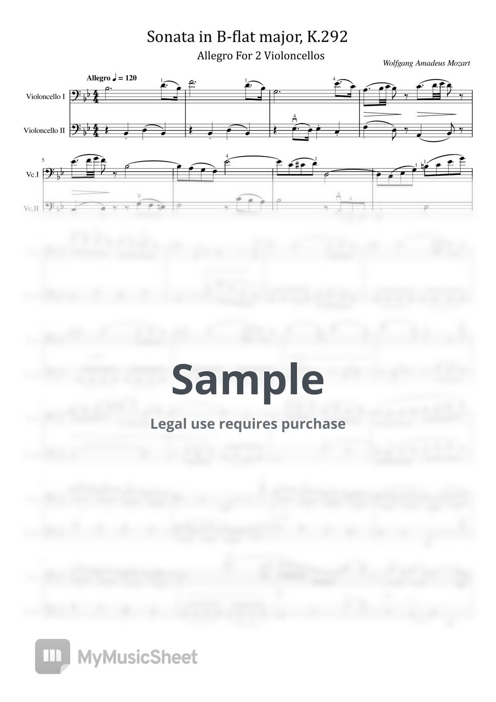 Sonata for Bassoon and Cello in B-flat major, K.292/196c - Sonata for Bassoon and Cello in B ...