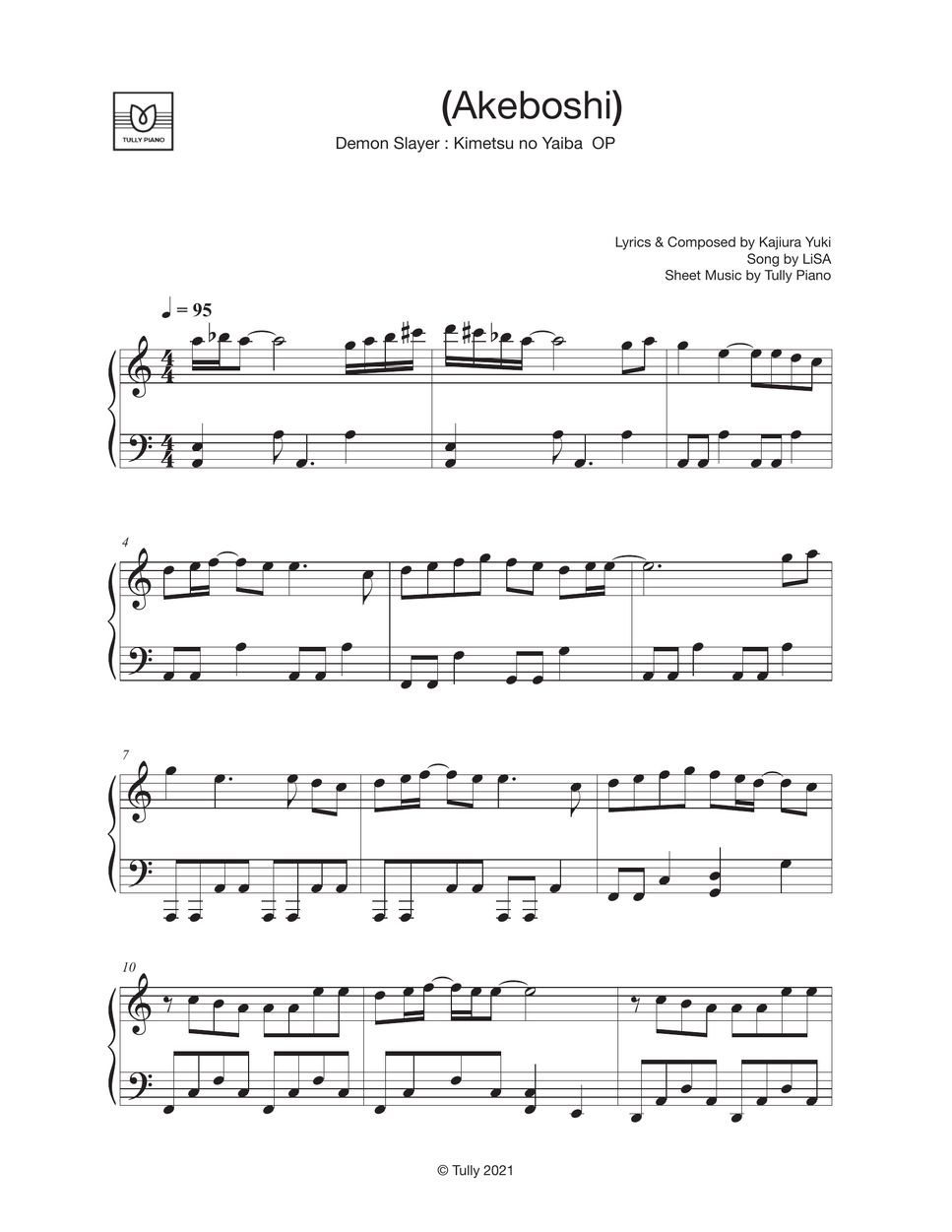 LiSA - Akeboshi (明け星, 새벽별) Demon Slayer : Kimetsu no Yaiba OP (Easy : A ...