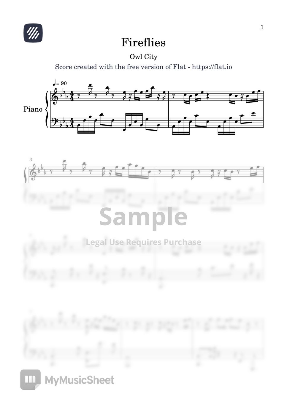 Owl City - Fireflies Sheets by Piayes