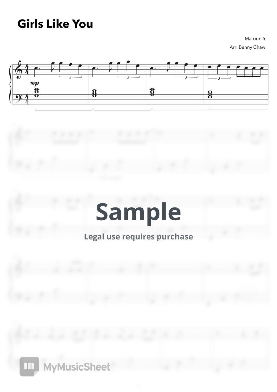 Maroon 5 - Girls Like You Sheets by Benny Chaw