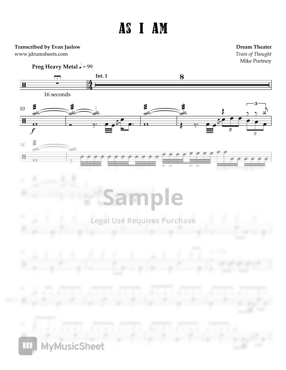 Dream Theater - As I Am Sheets by Evan Jaslow